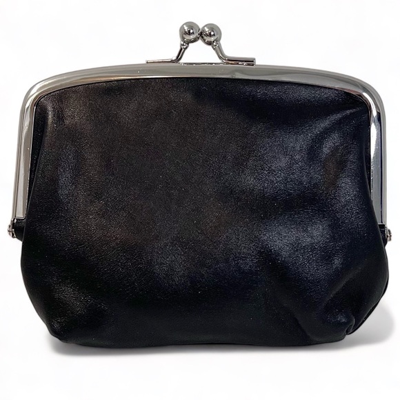 Bags | One Left Retro Black Leather Kiss Lock Coin Purse | Poshmark